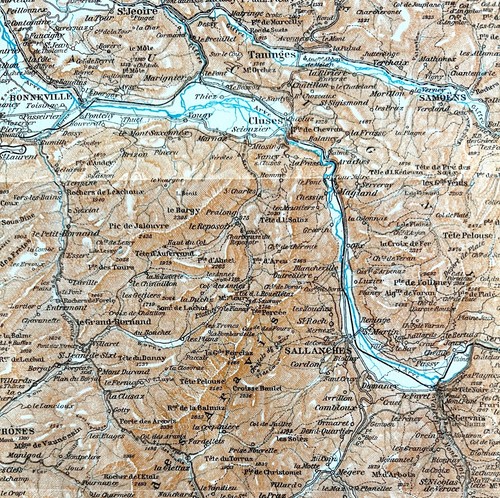 Map Sallanches Bonneville Southern France Rare 1914 Lithograph WW1 Era ...