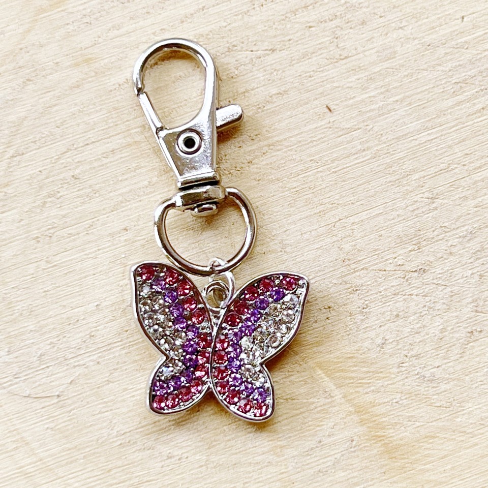 Butterfly Zipper Pull Keychain Charm with Rhinestones | eBay