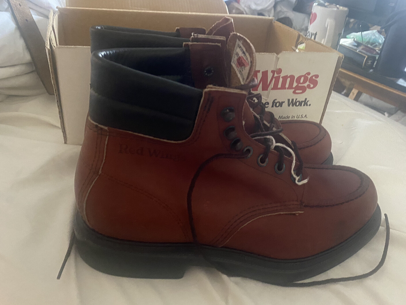 RED WINGS # 204 MOC SHOE MADE USA WORK LEATHER BOOTS SOFT TOE NWB New ...