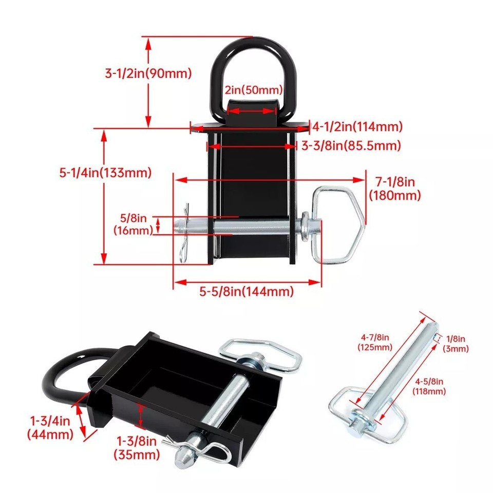 4PCS Heavy Duty 12000 Lbs Removable D-Ring Stake Pocket Powder Coated ...