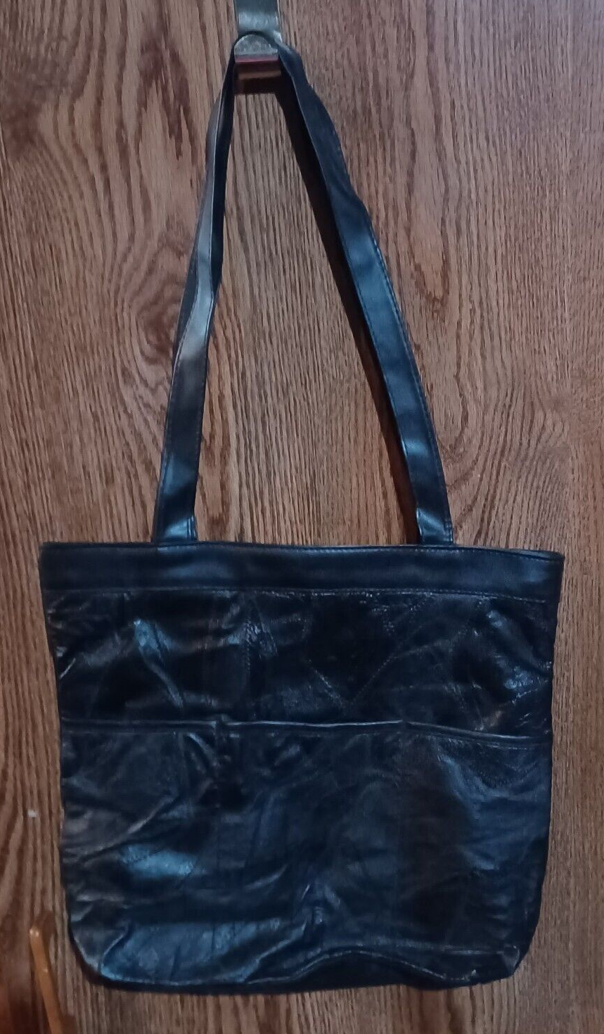 Women's Solid Black Vinyl Tote | eBay
