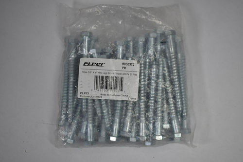 PLPCI Hex Lag Screws Grade A Zinc Plated 9056372 50 Pack 3/8" x 4 ...