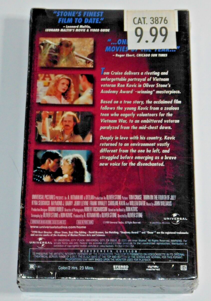 SEALED VHS BORN on the FOURTH of JULY New VHS Movie Tom CRUISE Kyra ...