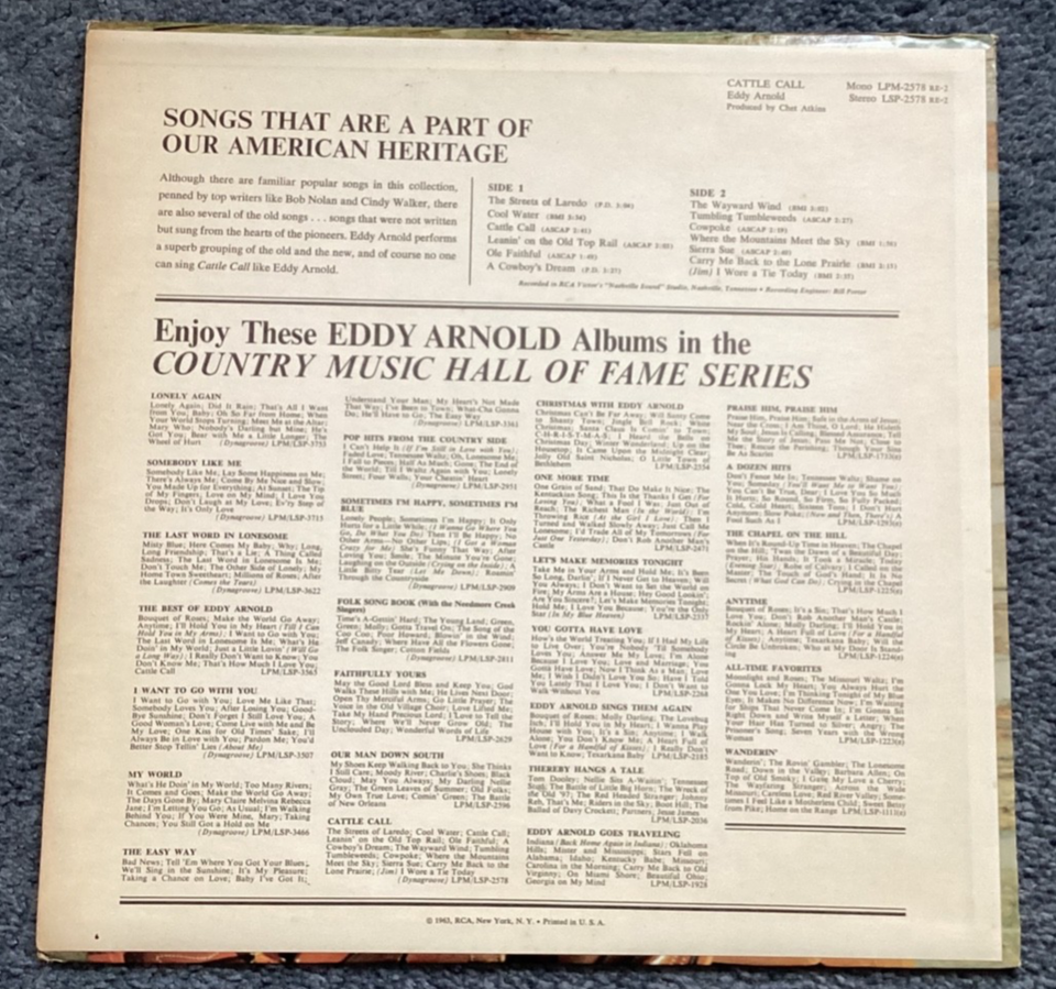 Eddy Arnold ~ Cattle Call - LP Record W/ CD Copy Transfer | eBay