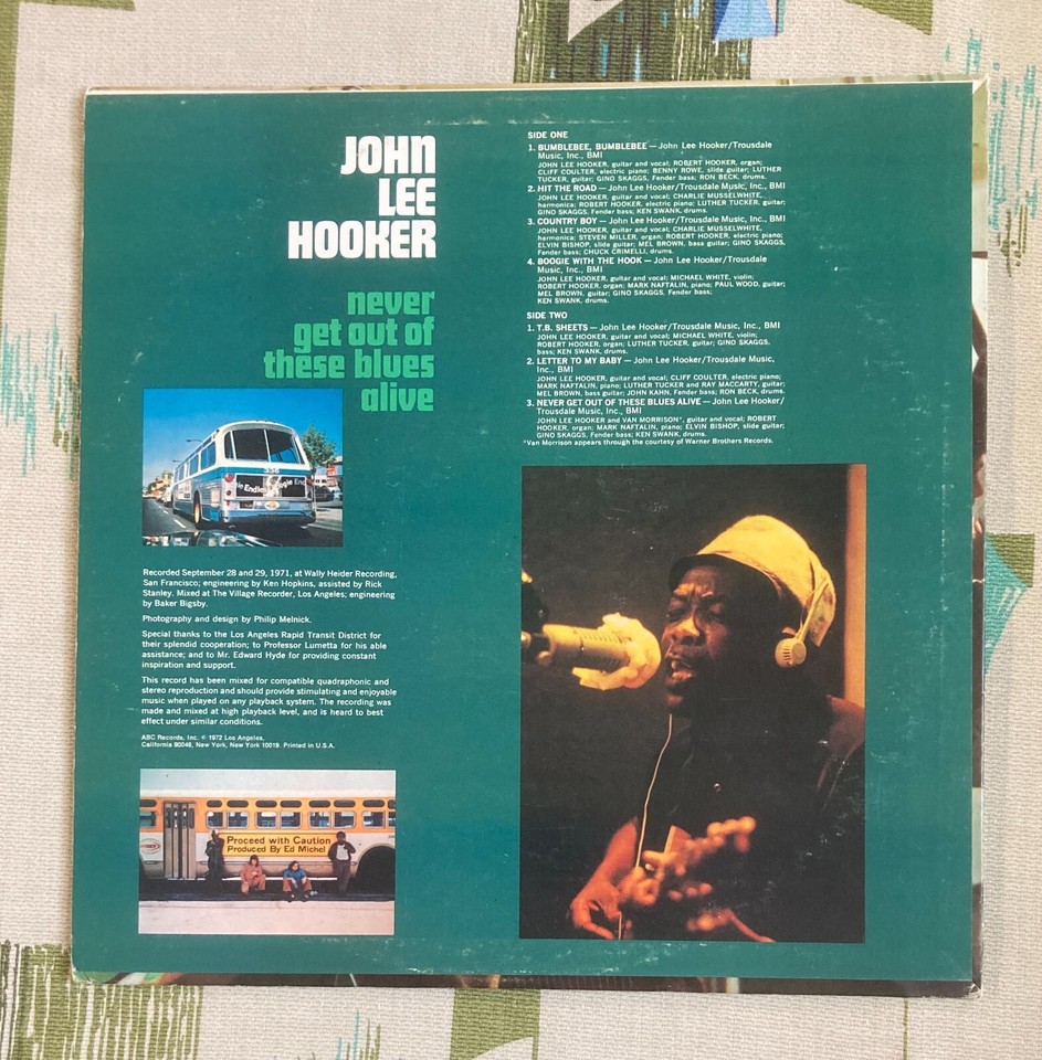 John Lee Hooker LP Never Get Out of These Blues Alive 1972 Van Morrison ...