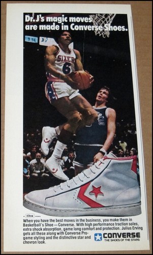 1978 Dr. J Julius Erving Converse Print Ad Clipping Advert Philadelphia 76ers | eBay