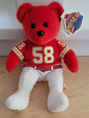 Vtg Kansas City KC Chiefs Derrick Thomas 58 bear Plush NFL w/ ear tag ...