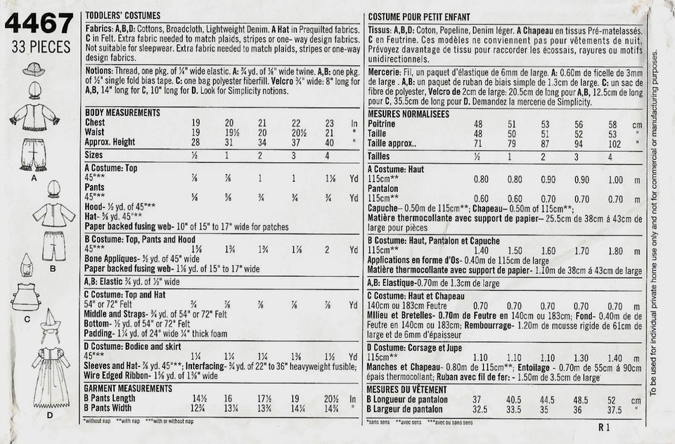 Simplicity Sewing Patterns For Dummies Costumes Your Choice Child/Girls ...