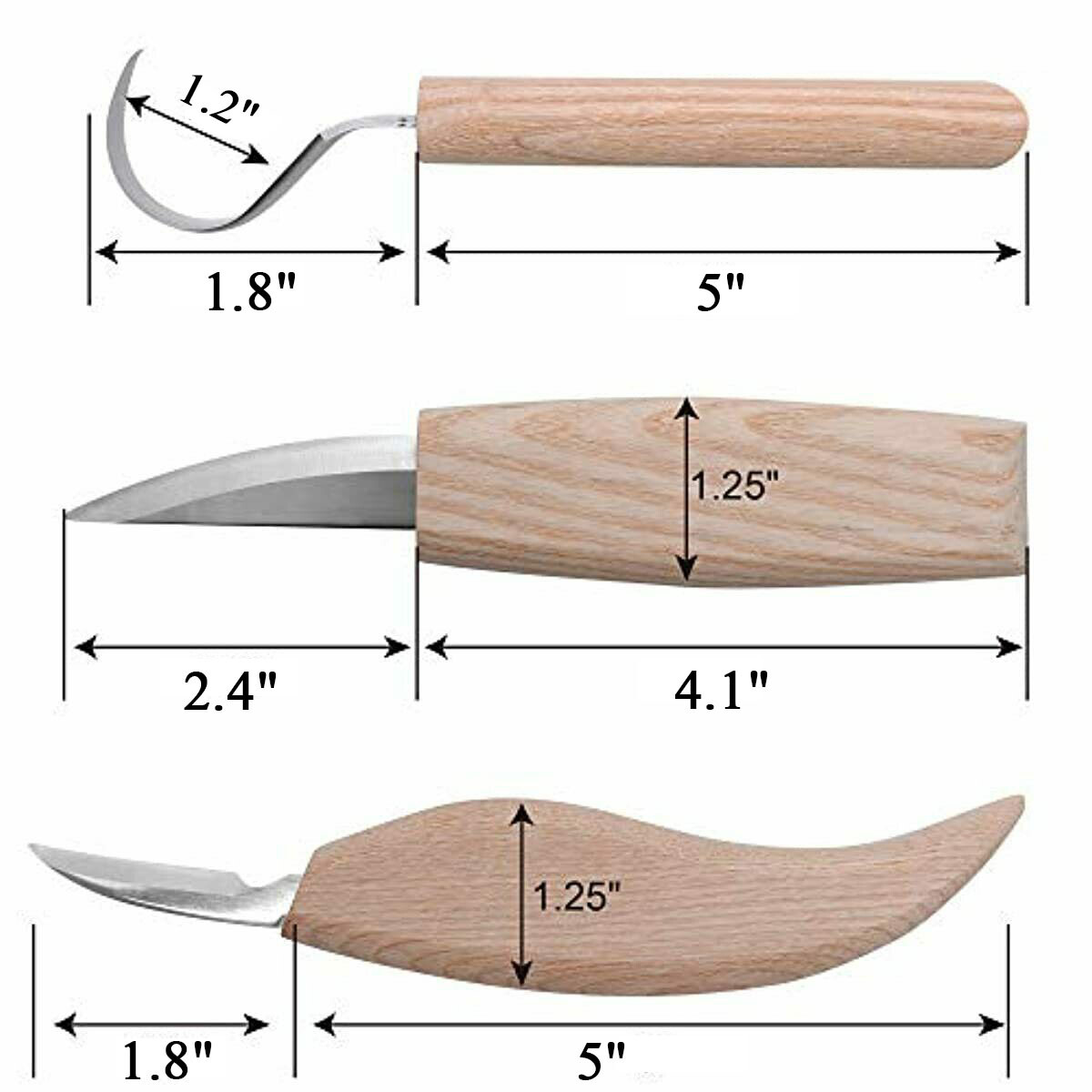 3Pcs Wood Carving Knife Cutter Whittling Hook Kit 155mm DIY Craft Hand ...