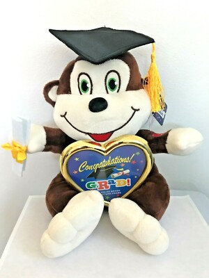 Graduation Monkey 10'' Plush Stuffed Animal with Cap BROWN - Fast ...