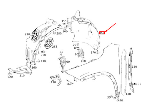 MB B W247 FRONT RIGHT WHEEL HOUSING LINER REAR PART A2476906600 NO DUTY ...