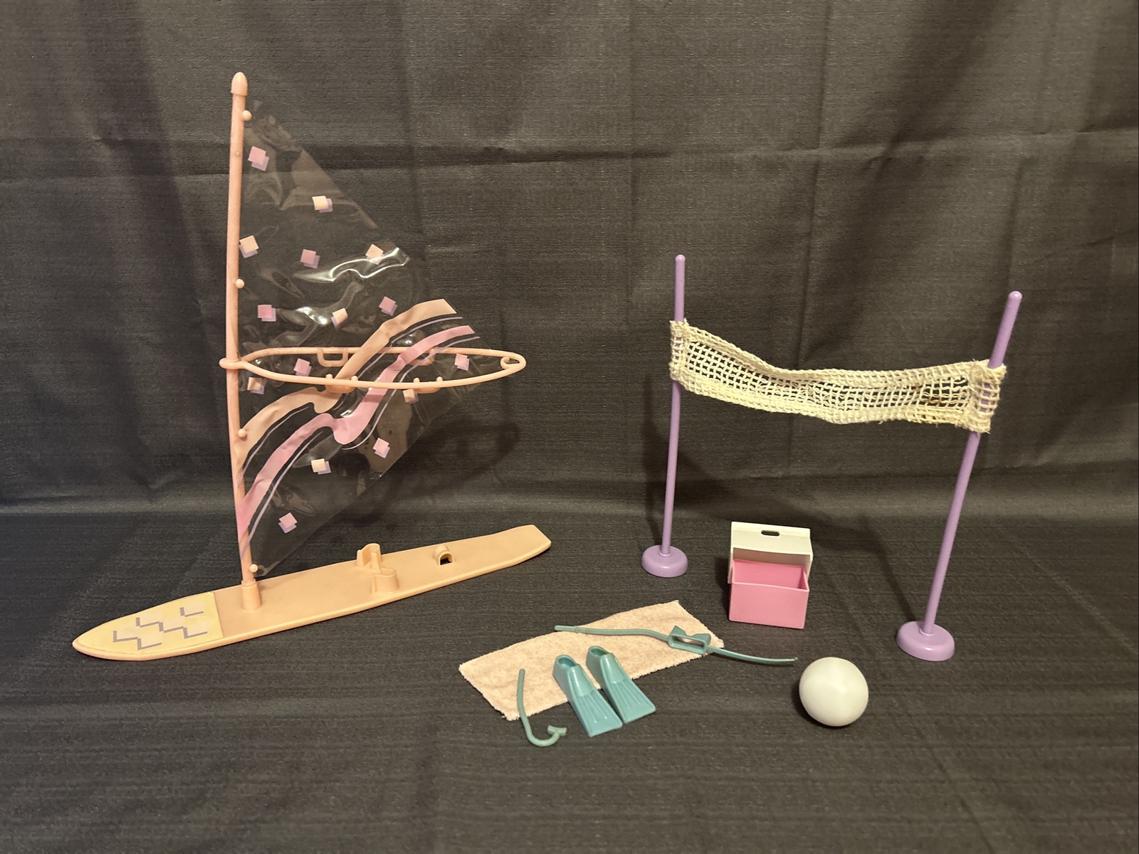 COMPLETE SET Vintage 1988 Hasbro Maxie Doll Sun and Sail Windsurfer ...