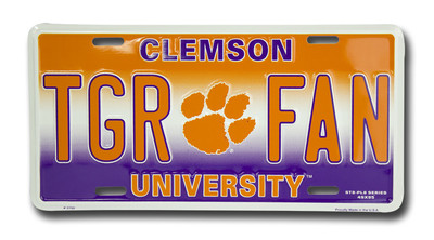 CLEMSON UNIVERSITY TIGERS CAR TRUCK TAG PLATE TIGER FAN TGR FAN METAL ...