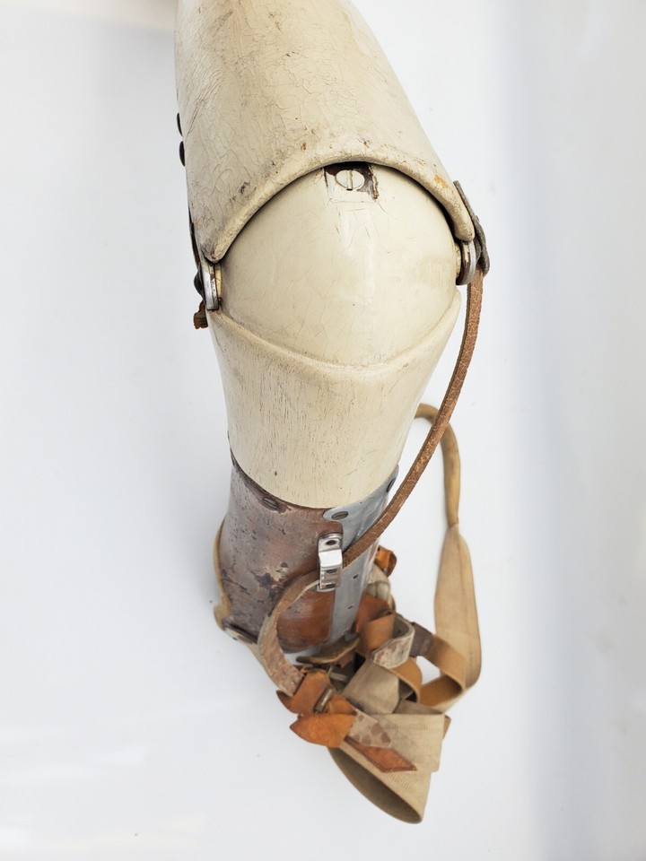 Antique Surgical Medical Leather Wood Prosthetic Arm Hand European ...