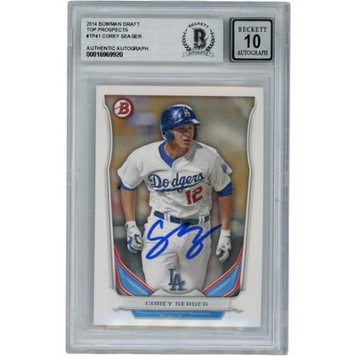 Corey Seager Autographed 2014 Bowman Draft #TP41 Slabbed Card Beckett ...