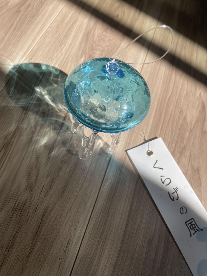 Handmade Japanese Taku Glass Wind Chime Jellyfish Blue Color Unique Art ...