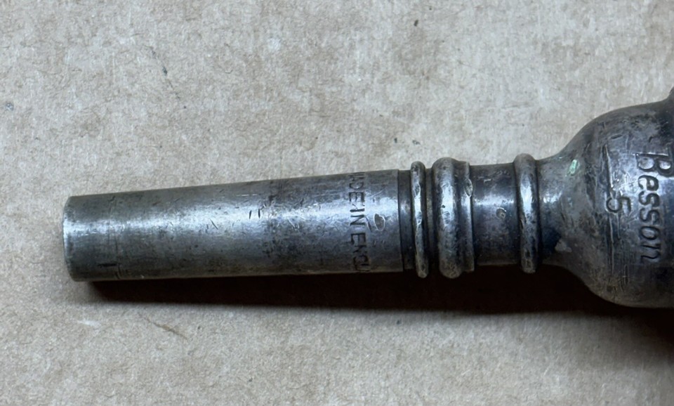 Vintage Distressed Besson 5 Cornet Trumpet Mouthpiece Made in England ...