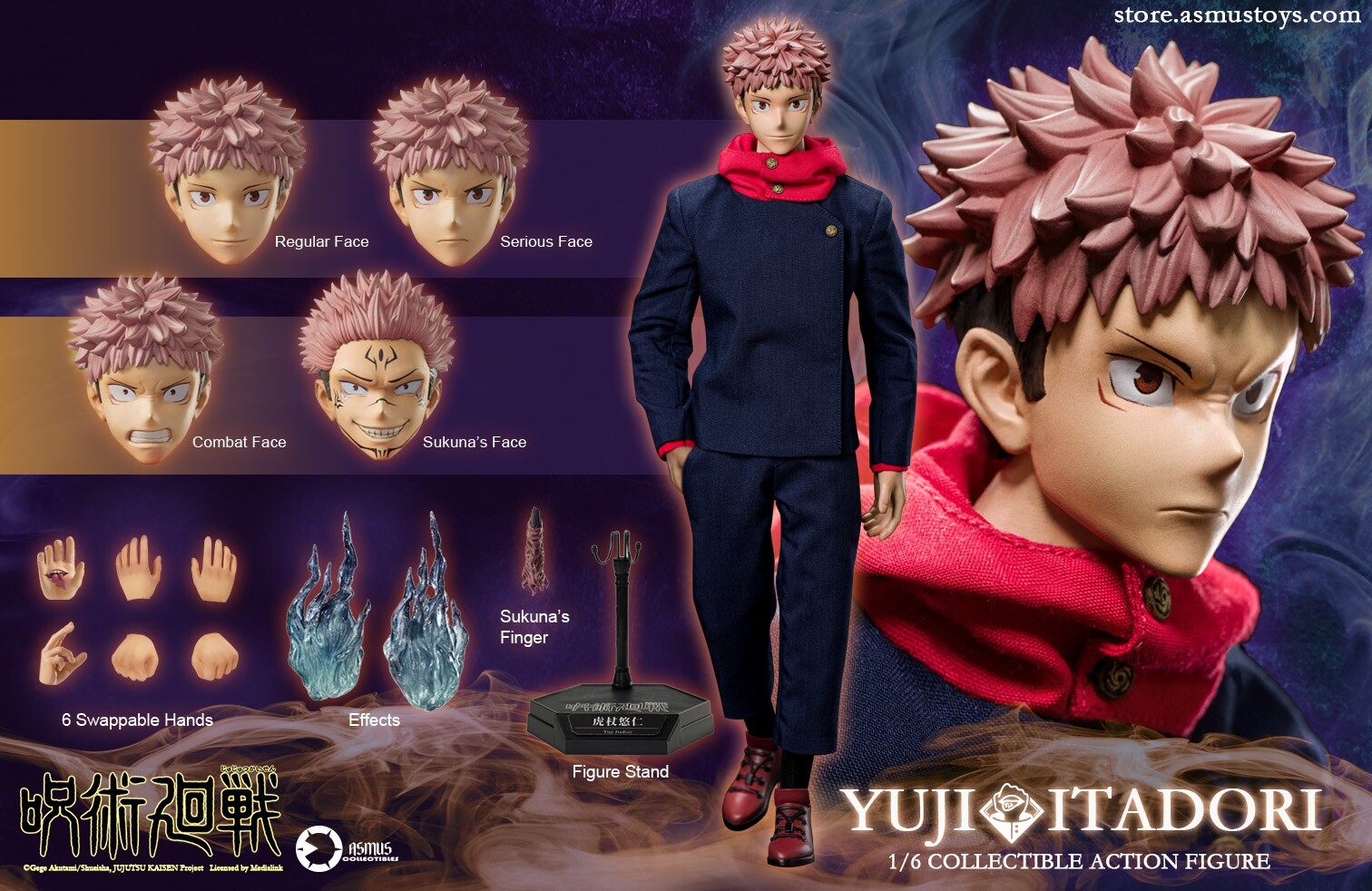 Asmus Toys Jujutsu Kaisen YUJI ITADORI 1/6 Action Figure 12in Doll ...