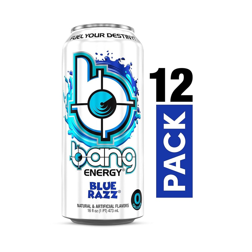 Bang Energy Blue Razz, Sugar-Free Energy Drink, 16-Ounce (Pack of 12 ...