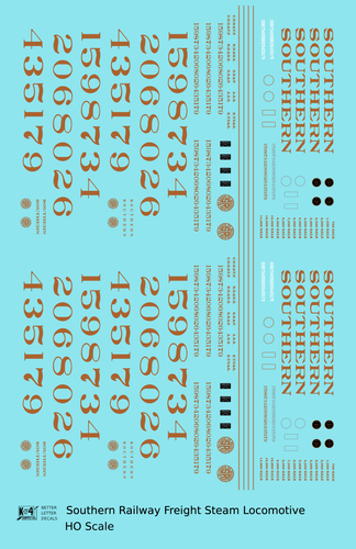 K4 HO Scale Decals Southern Railway Freight Steam Locomotive Gold | eBay