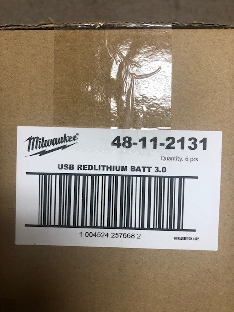Milwaukee 48-11-2131 REDLITHIUM Rechargeable USB 3.0Ah Battery 6 PACK ...