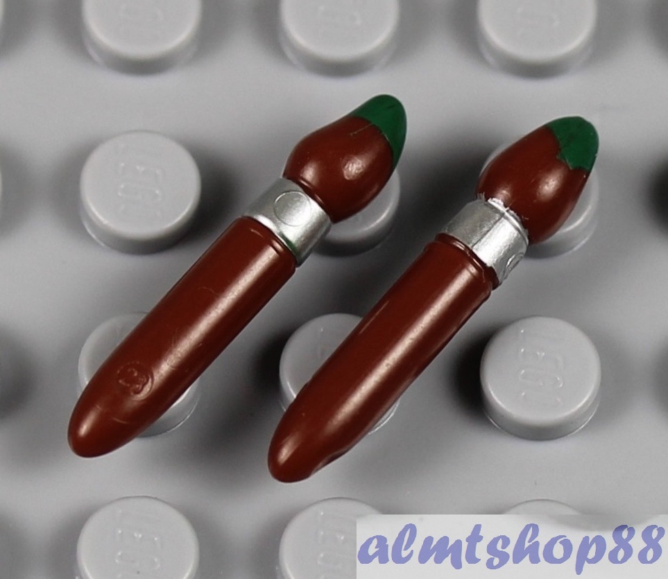 LEGO - 2x Paint Brush w/ Silver Ring Painter Utensil Artist Minifigure ...