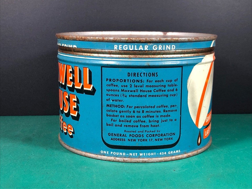 Vintage Maxwell House | 1 Pound Coffee Can With Lid | Early Version ...