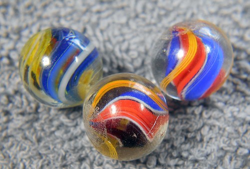 set of 3 HTF Vintage Bright English Style German Handmade marble ...