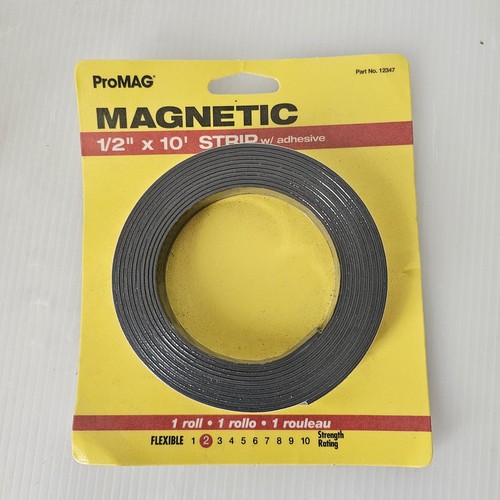 NEW ProMAG Flexible Magnetic Strip - 1/2 Inch x 10 Feet Magnetic Tape w ...