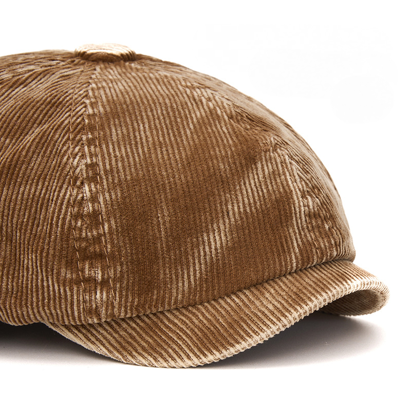 Men Corduroy Newsboy Octagonal Stretch Hat Golf Driving Cabbie Ivy Warm ...