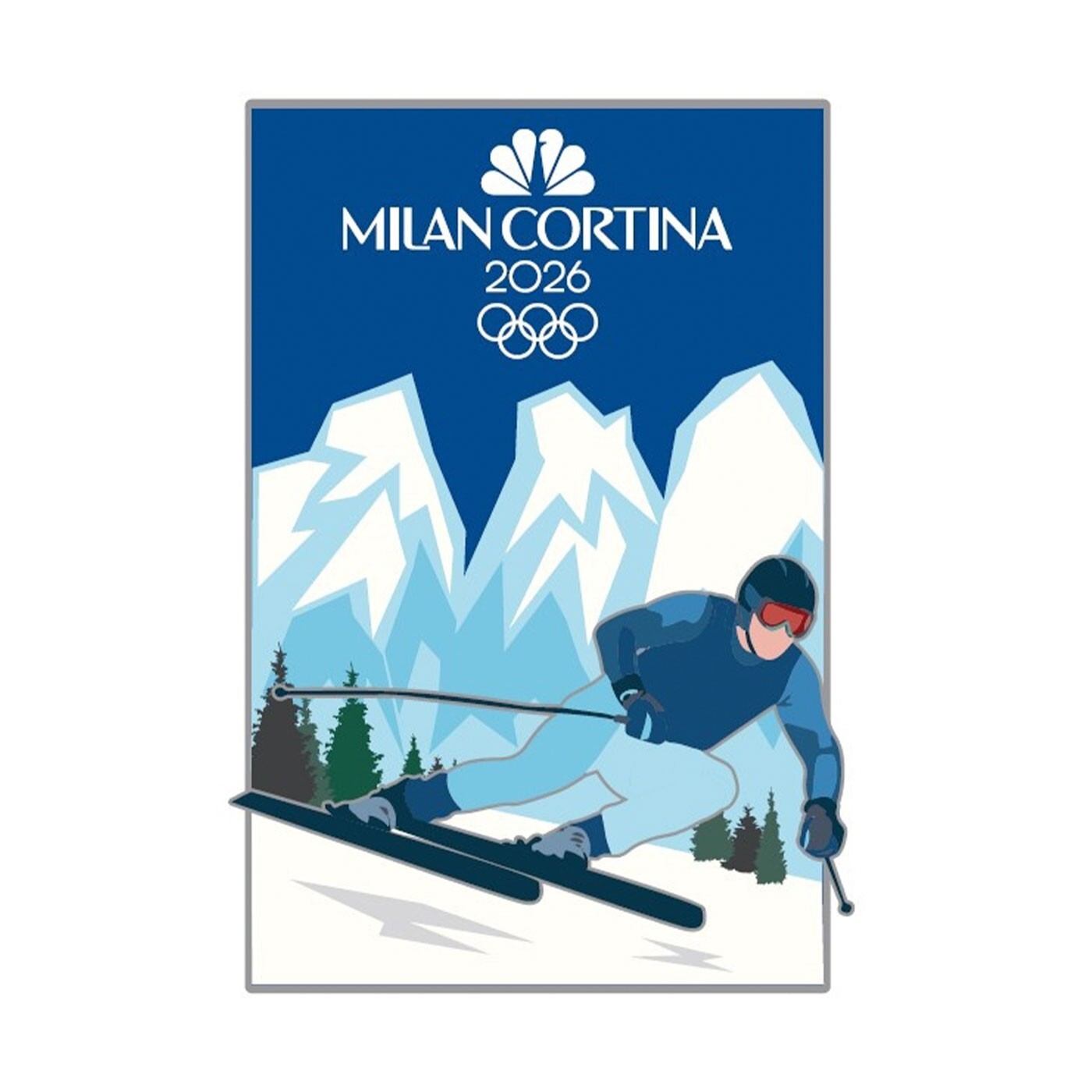 2026 Milan Cortina NBC Olympics Logo Ski Poster Pin Badge Media Lapel ...