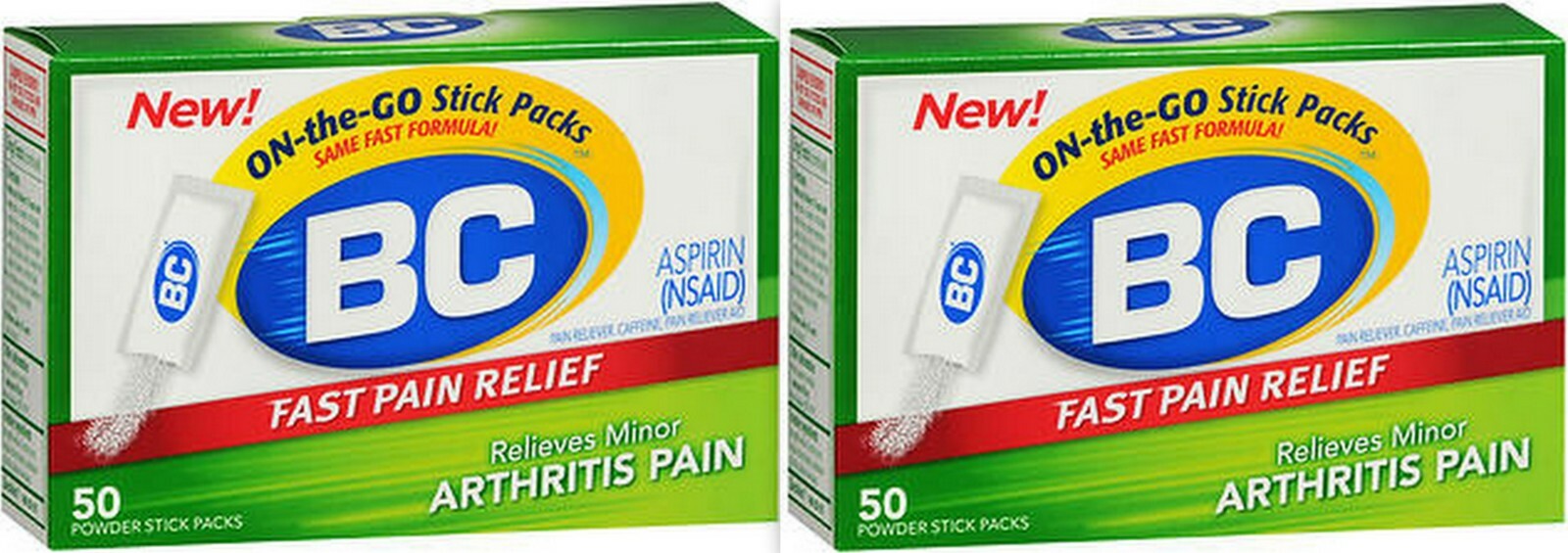 BC POWDER ARTHRITIS FORMULA POWDERS 50ct ( 2 boxes) GREEN ...