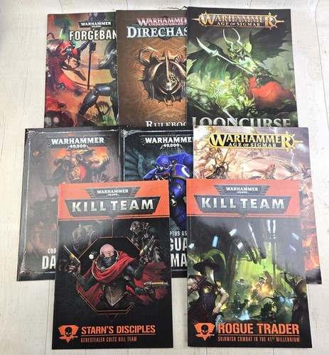 Various Warhammer books incl Looncurse, Forgebane, Daemonkin, Kill Team ...