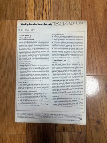 Weekly Reader News Parade VOL 60 Issue 10 TEACHERS EDITION Nov. 15 ...