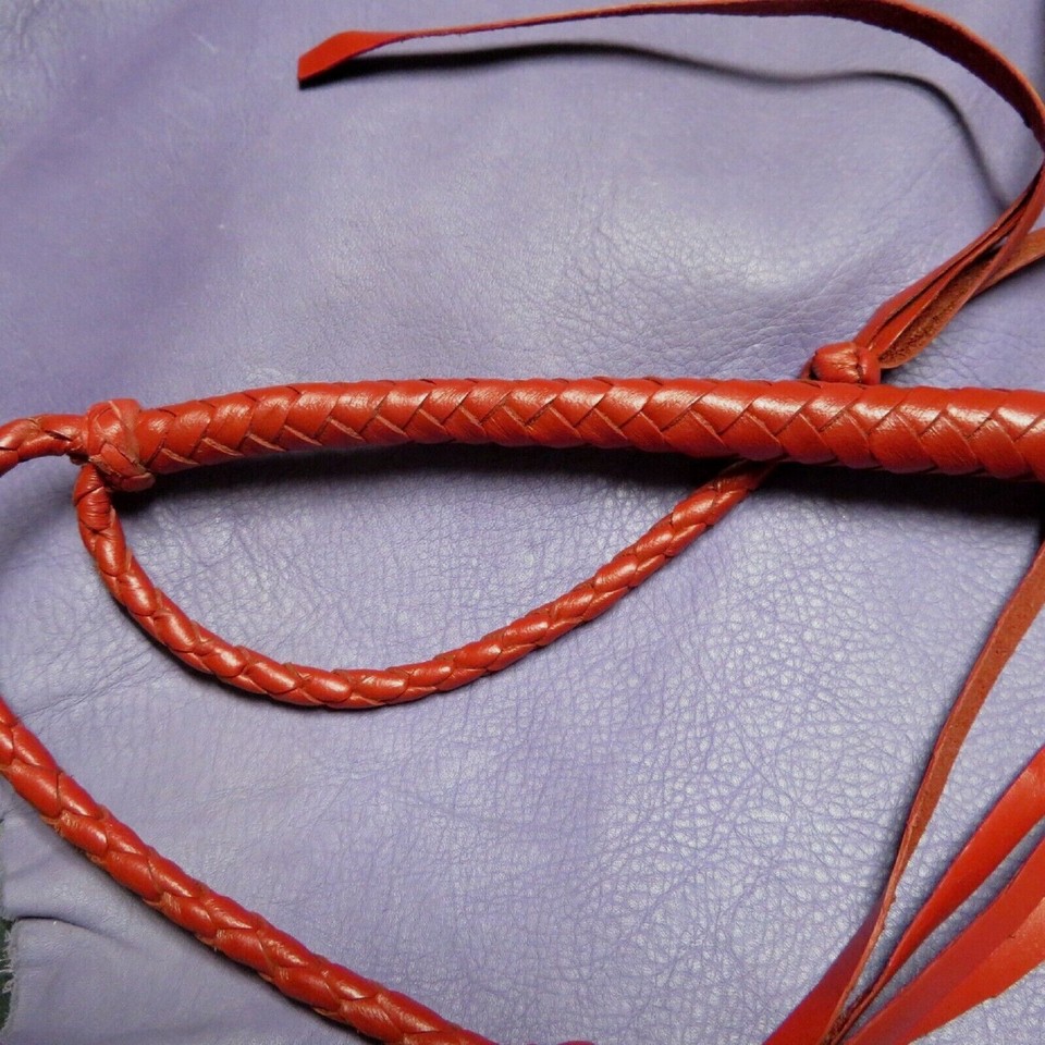 Leather Twin Lash, 30" Leather Twin Lash Red or Black, Unisex Hand Crafted | eBay