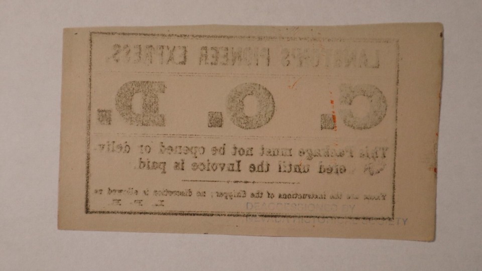 1860s Langtons Pioneer Express C.O.D. Large Orange Delivery Package ...