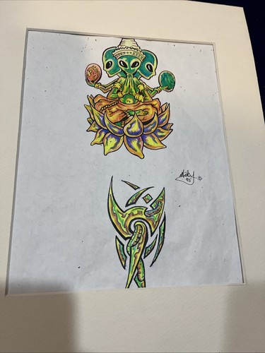 Buddha Aliens By Micky, Butler PA 1995 tattoo flash - Original Color ...