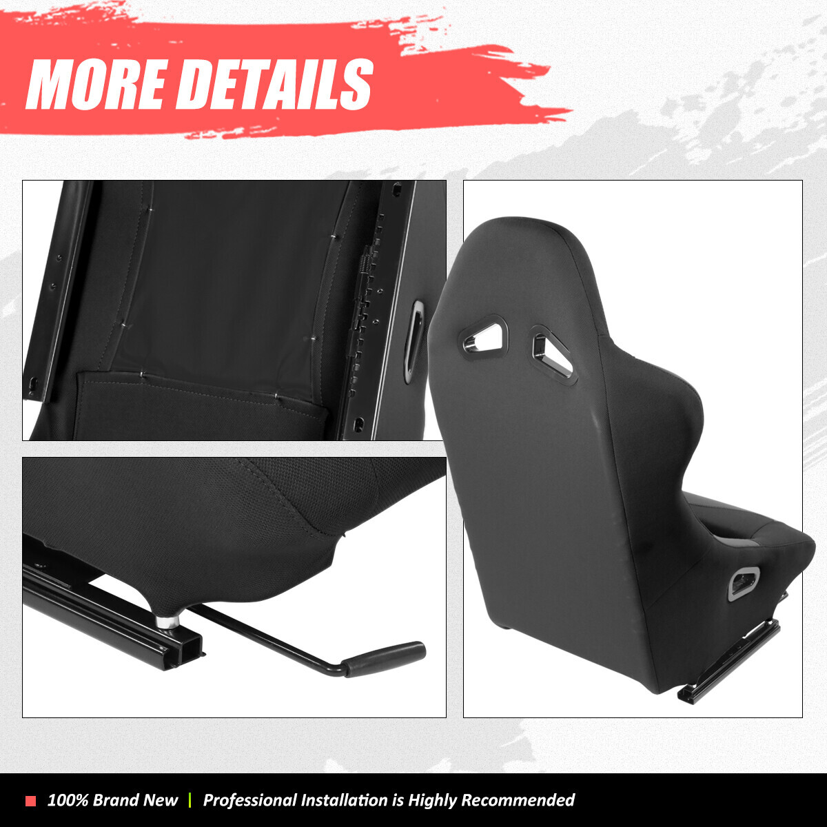 {Set of 2} Universal Woven Fabric Fixed Position Bucket Racing Seats ...