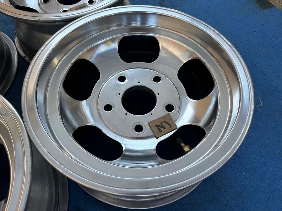 (4) 15" VINTAGE SLOT MAG WHEELS 15x7 RIMS 5x5.5 FORD DODGE F100 F150 ...