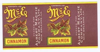 McE cinnamon, vintage can label, Albert Mackie co. New Orleans LA | eBay