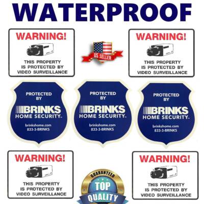 WATERPROOF STICKERS FOR HOME WINDOW SECURITY ALARM CAMERA+BRINKS ...