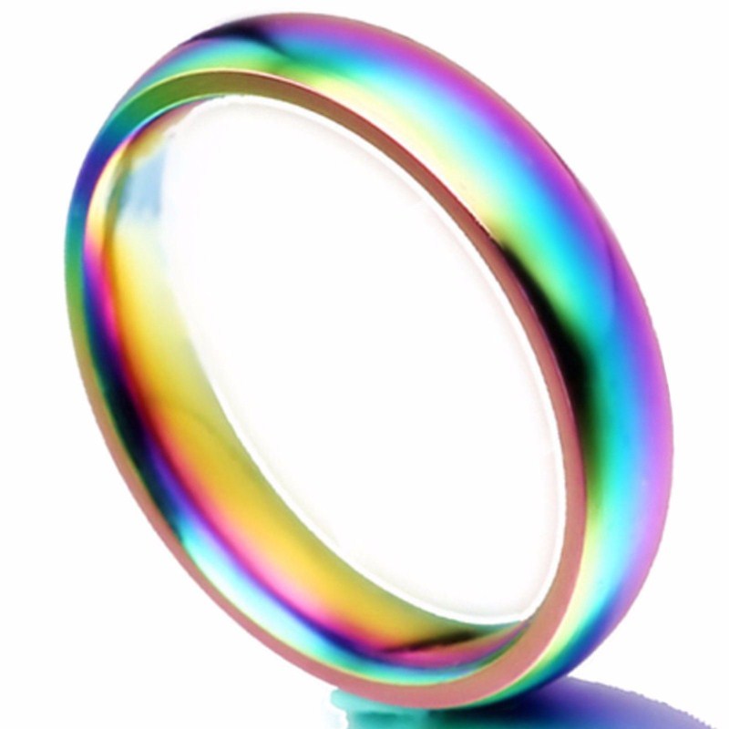 2/4/6/8mm Mystic Rainbow Band Men Women's Titanium Steel Engagement ...