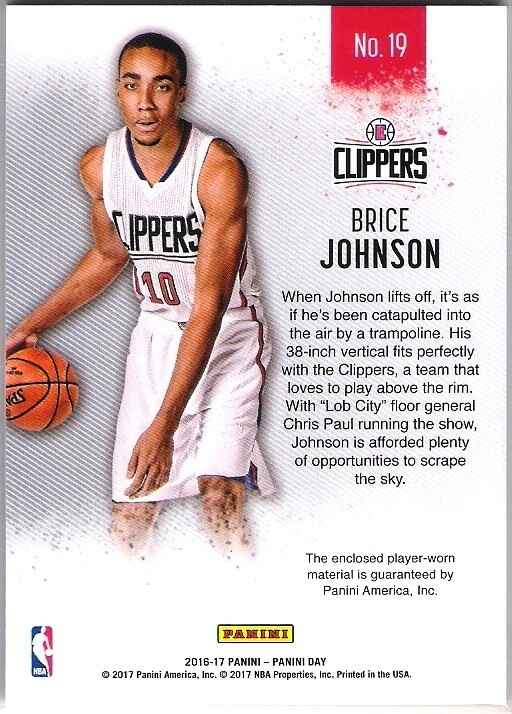 2016-17 PANINI DAY NBA ROOKIE MEMORABILIA BRICE JOHNSON RC JERSEY | eBay