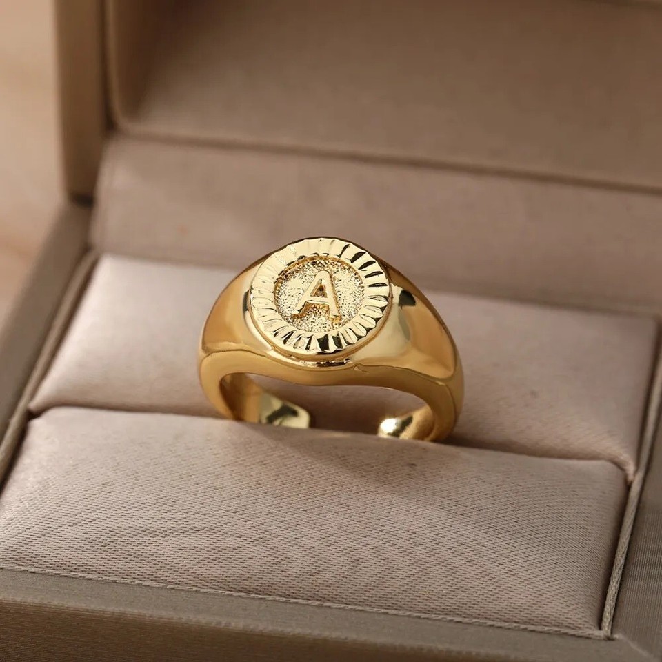 Fantastic " M " Personalized Name Signet Ring For Men's In Solid 10K ...