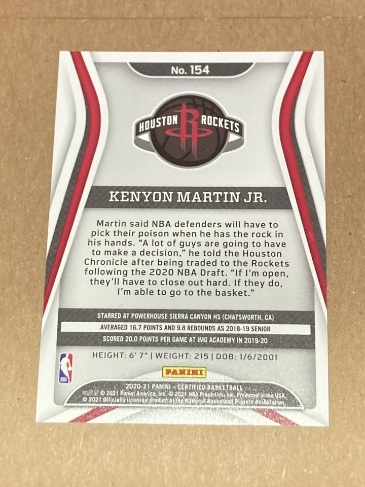D2724 2020-21 Certified Mirror Blue Kenyon Martin Jr #154 Rookie ...