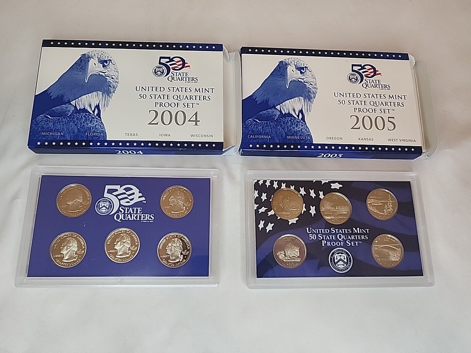 50 State Quarters 1999-2005 Complete US Mint Proof Set Boxed And Silver ...