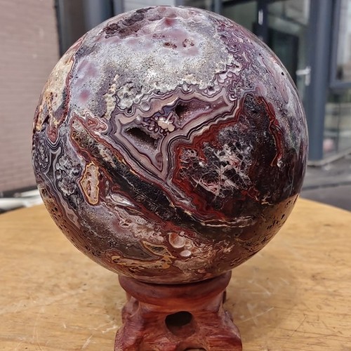 744g Natural Polished Mexico Banded Agate Sphere Quartz Crystal Ball ...