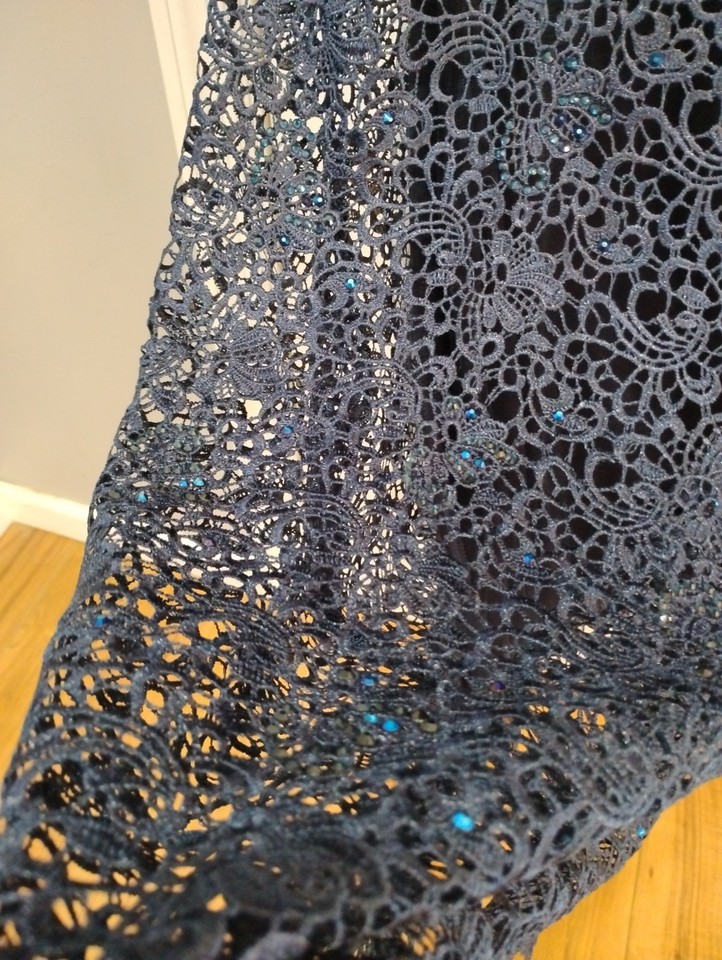 Woman's Gown Size 12 Montage Navy Style 117920 Lace with Navy Jewels ...