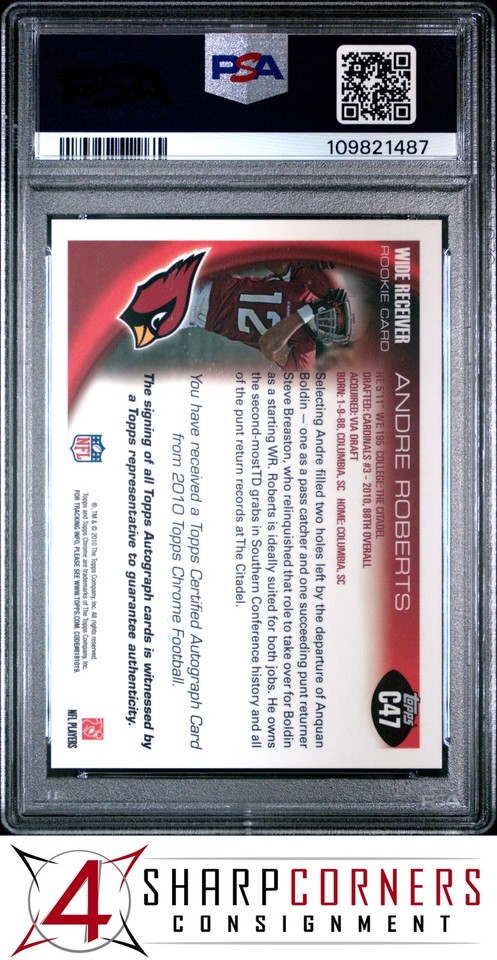 2010 TOPPS CHROME AUTOGRAPH #C47 ANDRE ROBERTS RC PSA 10 | eBay