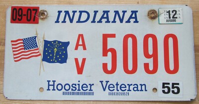 Indiana 2012 MILITARY HOOSIER VETERAN License Plate NICE QUALITY ...